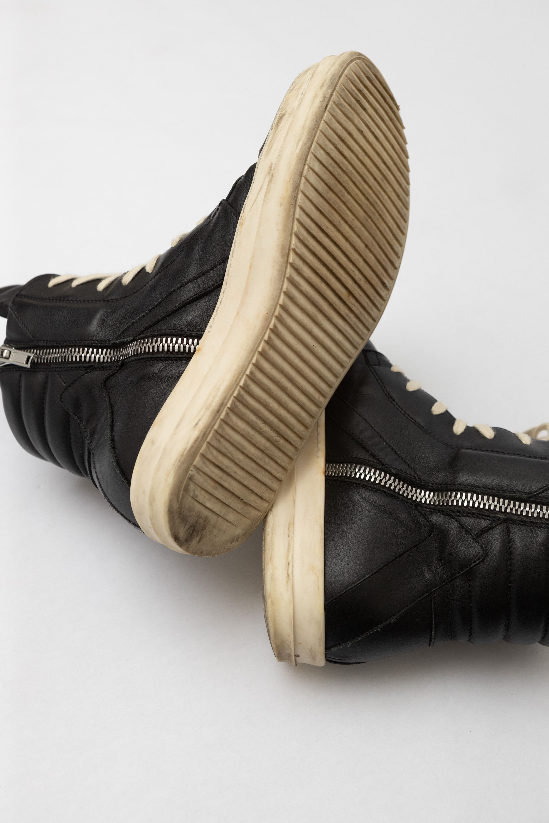 Rick Owens Rick Owens All Black Leather Geobaskets | Grailed