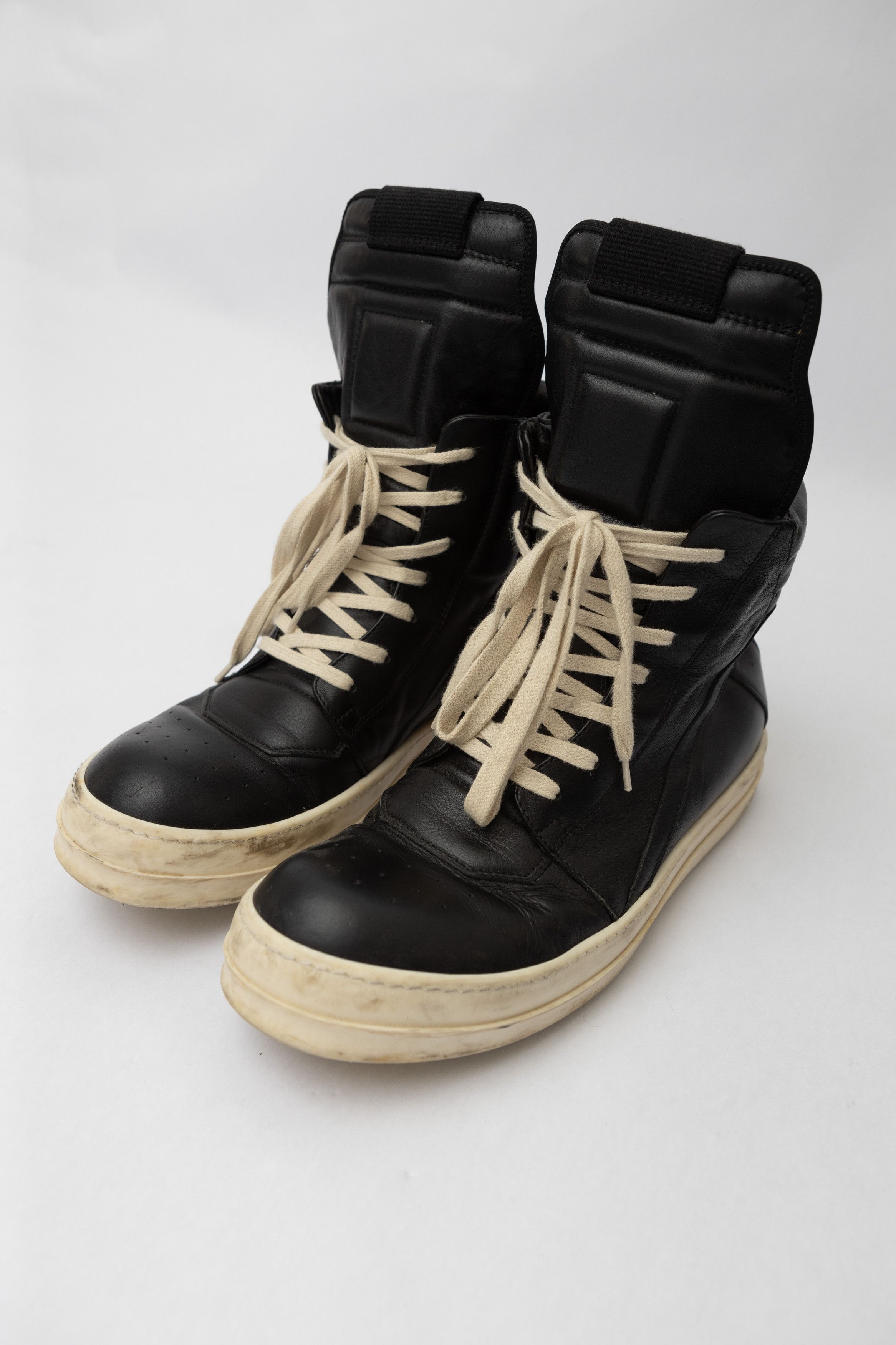 Rick Owens Rick Owens All Black Leather Geobaskets | Grailed