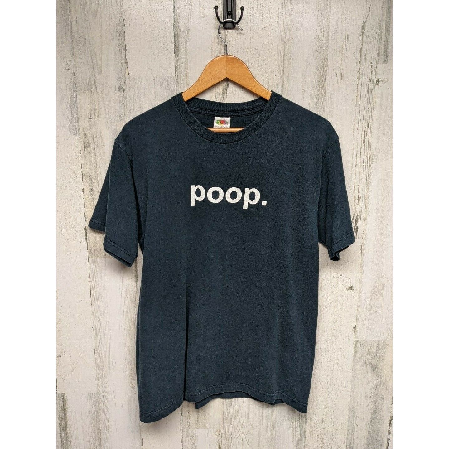 Fruit Of The Loom Vintage Y2K "Poop" Black Short Sleeve Graphic T Shirt ...