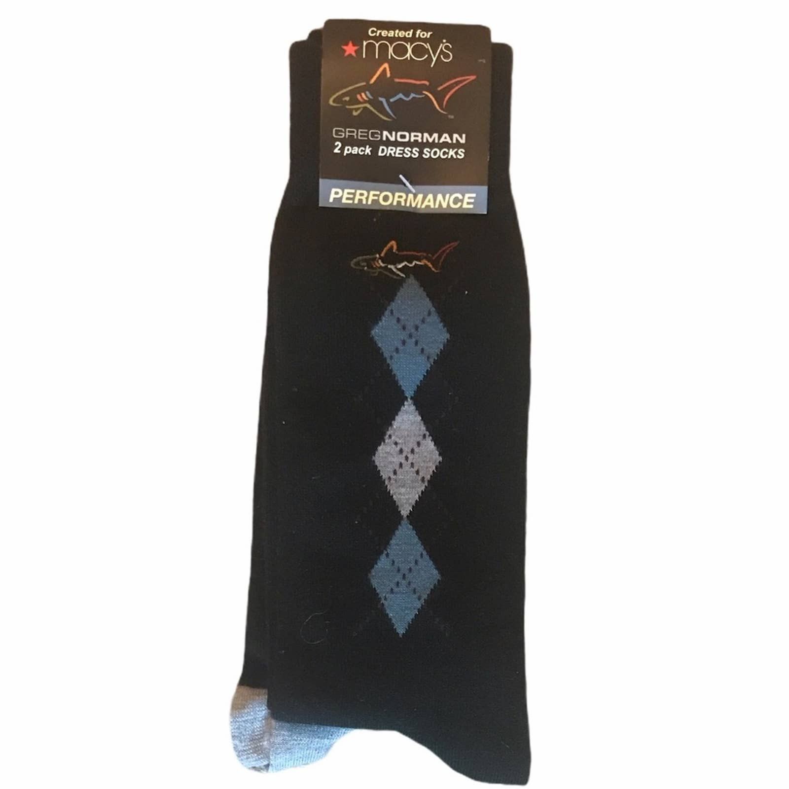 Macys Greg Norman Dress Socks 2-Pk Black Argyle & Solid | Grailed