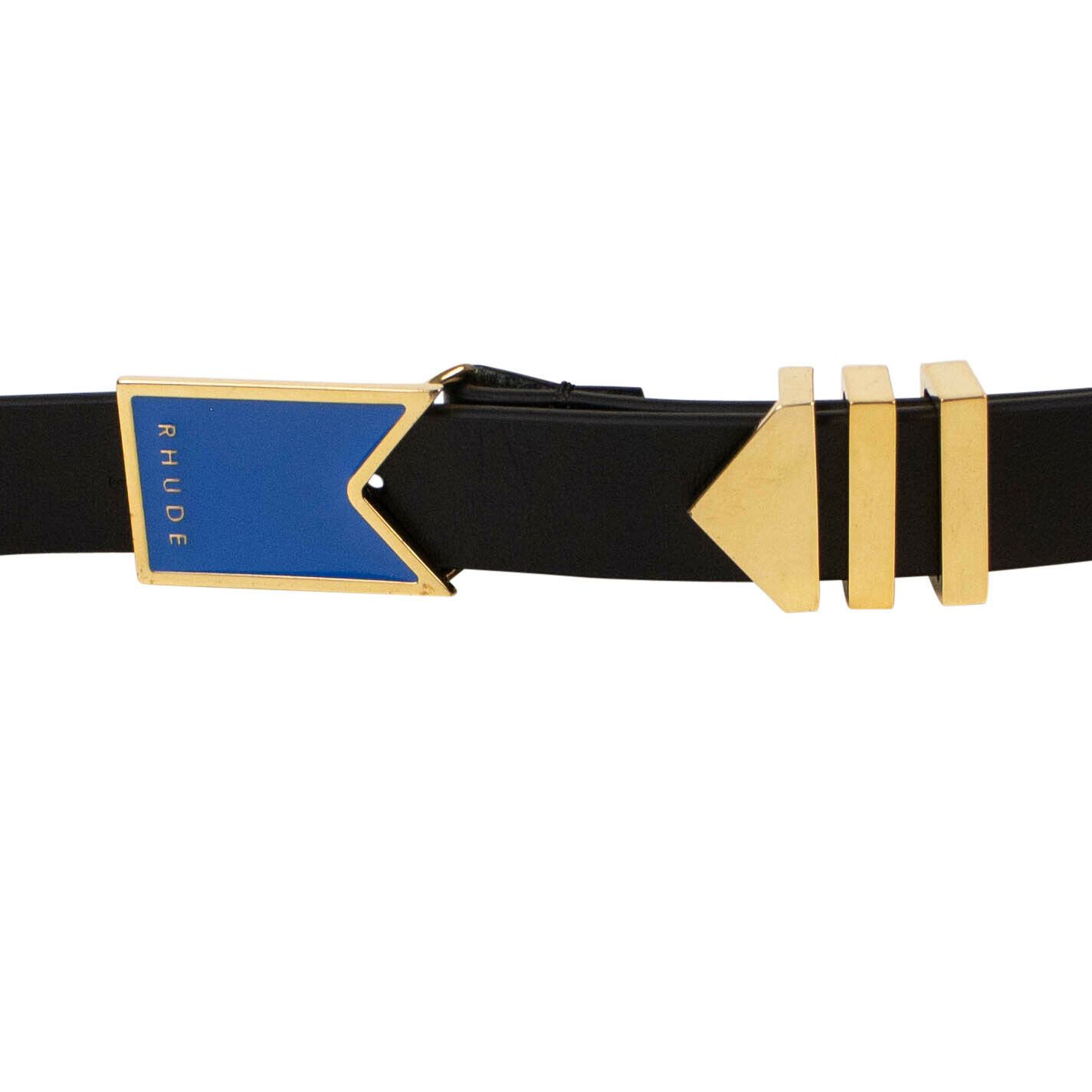 Rhude Black Leather Chevron Buckle Belt One Size | Grailed