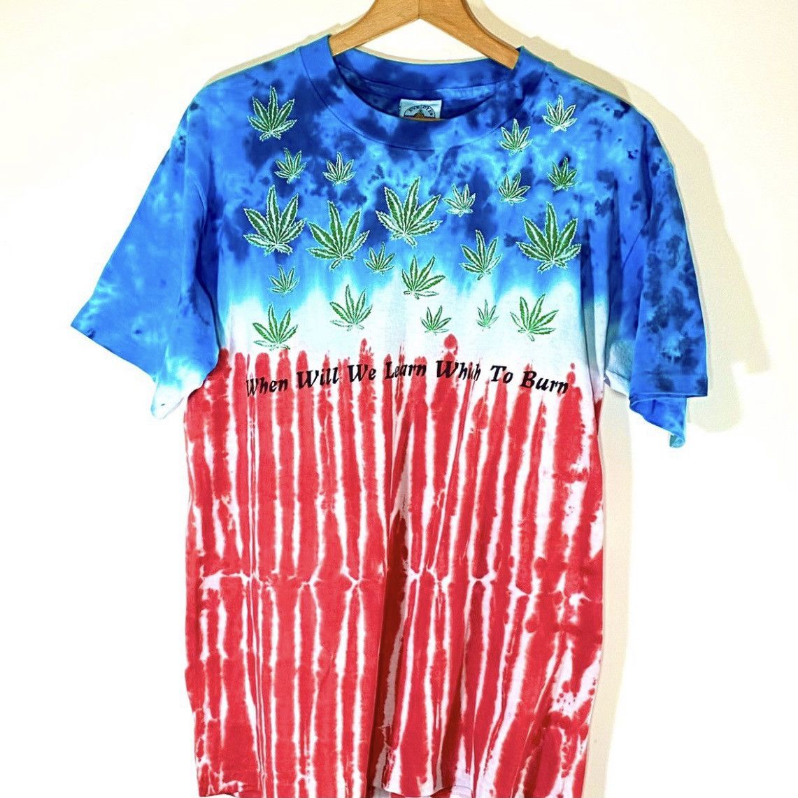 Grateful Dead × Vintage Vintage 90s Eye Dye Weed Flag Tie Dye T Shirt ...
