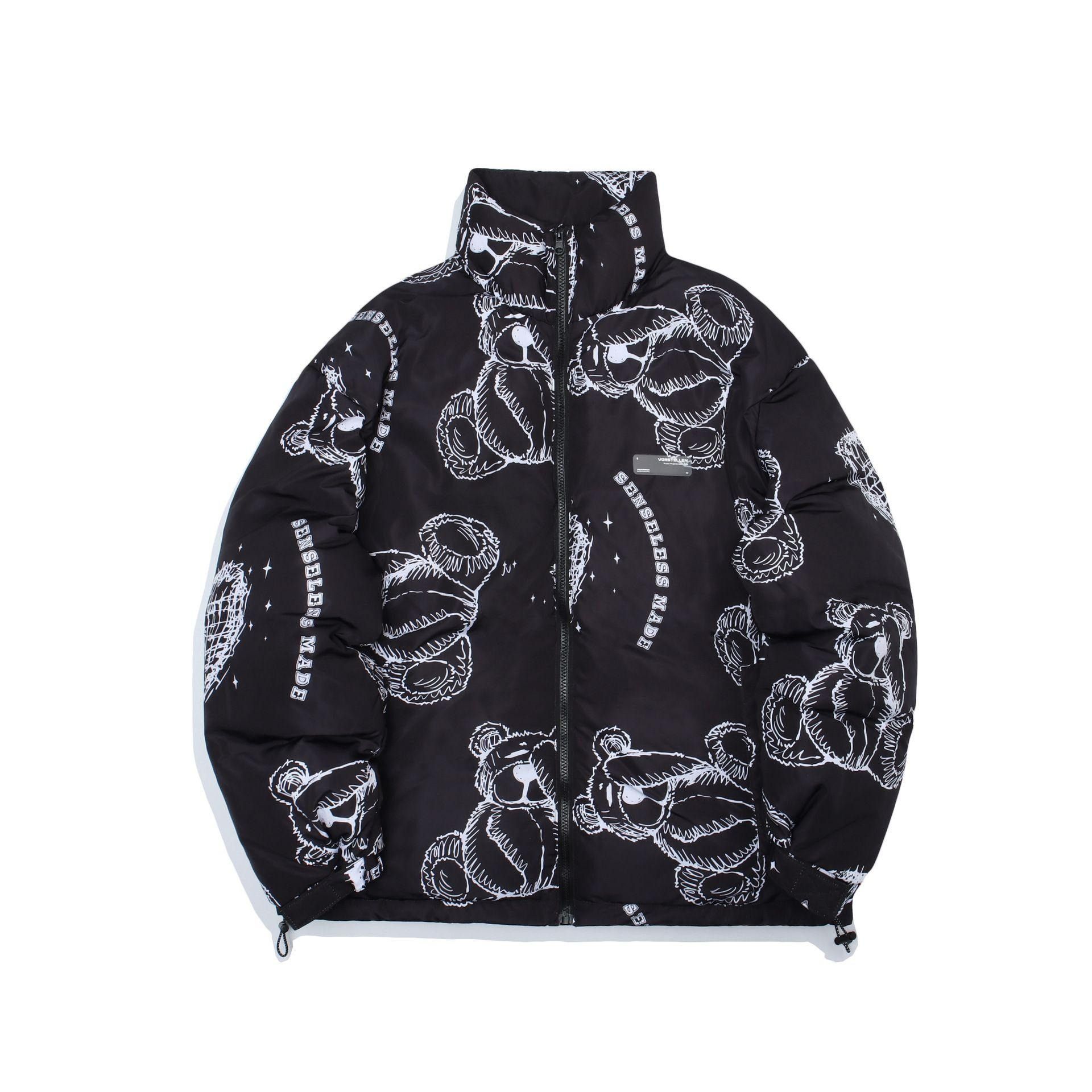 Vintage Black bear print down jacket | Grailed