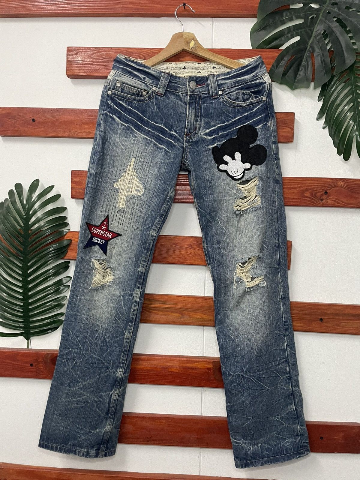 Disney × Distressed Denim × Vintage Vintage Mickey Mouse Denim Distress ...