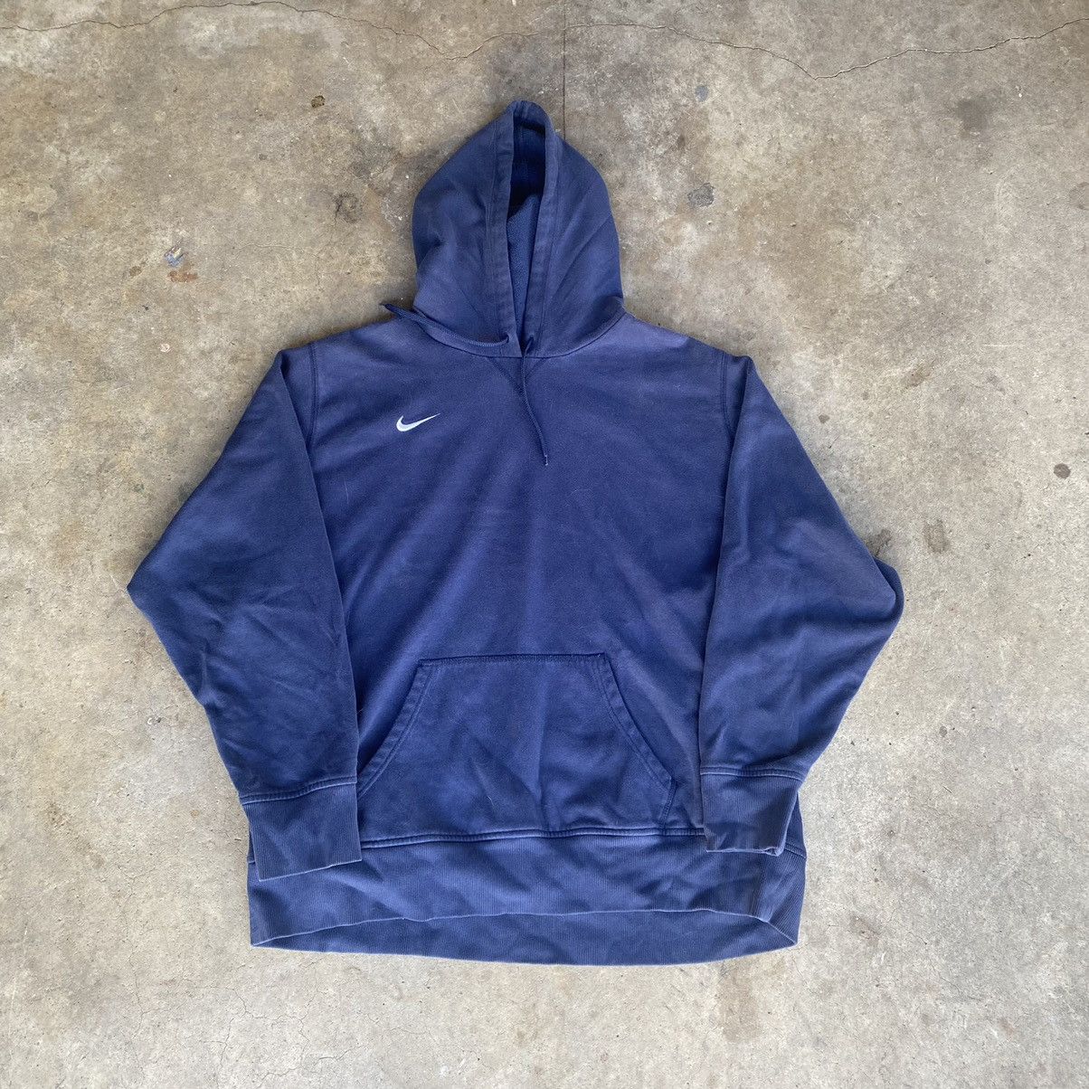Nike × Vintage Early 2000s navy blue Nike mini swoosh hoodie | Grailed