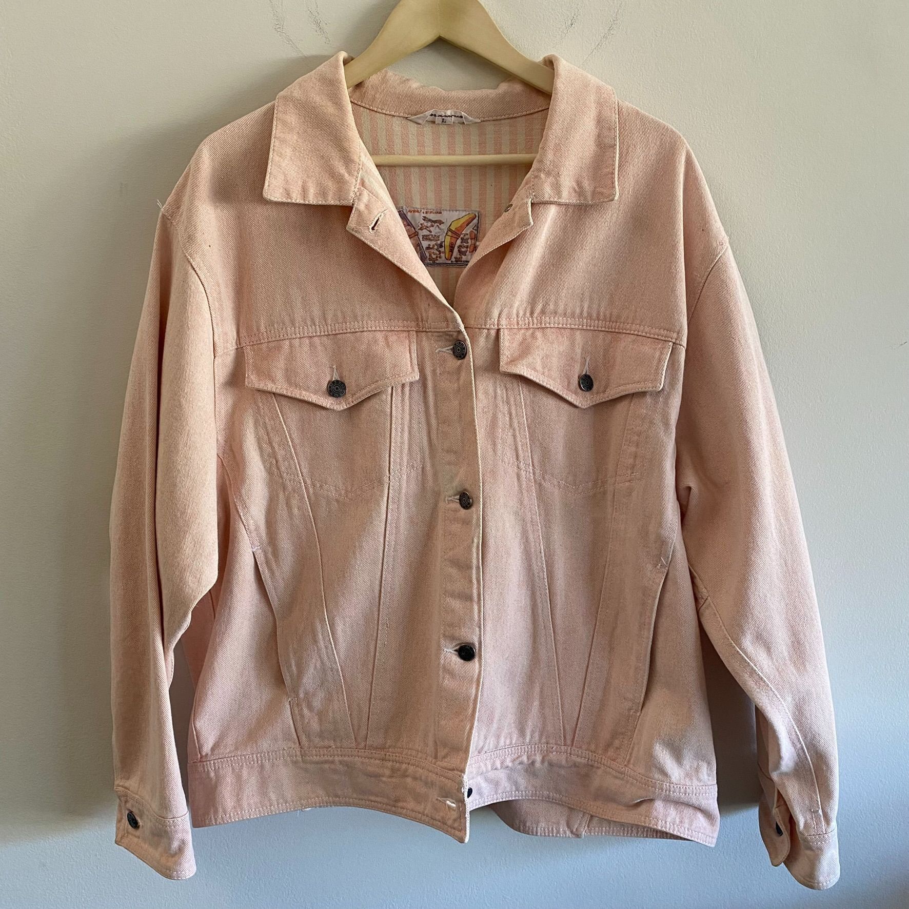 Designer × Streetwear × Vintage Pastel Peach Denim Trucker Jacket | Grailed