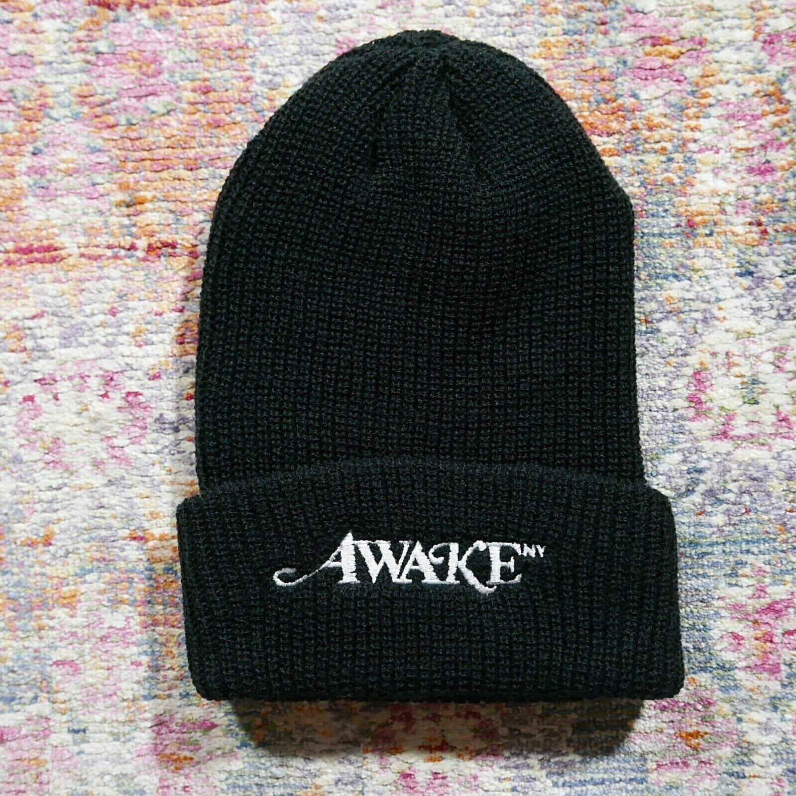 Awake ribbed beanie black cuffed logo classic | Grailed
