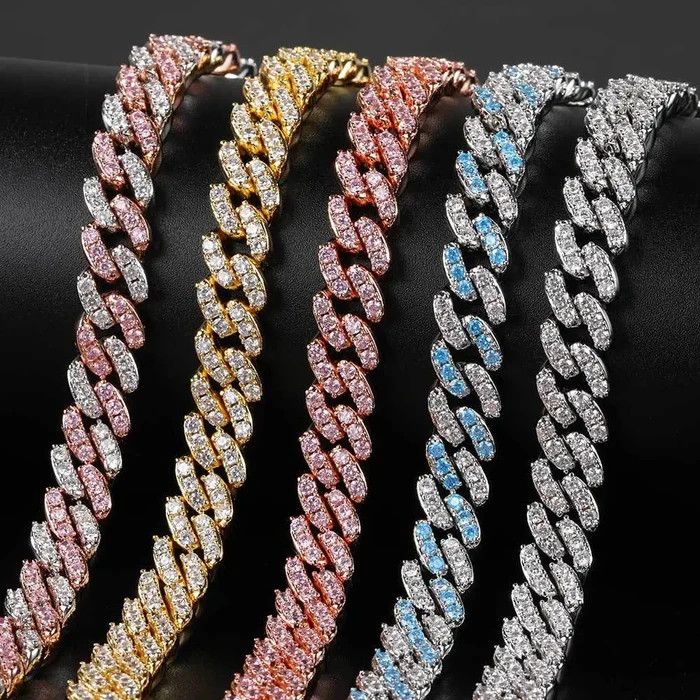 Cuban Link Chain × Custom × Jewelry Hip hop Necklace diamond 9mm Cuba ...