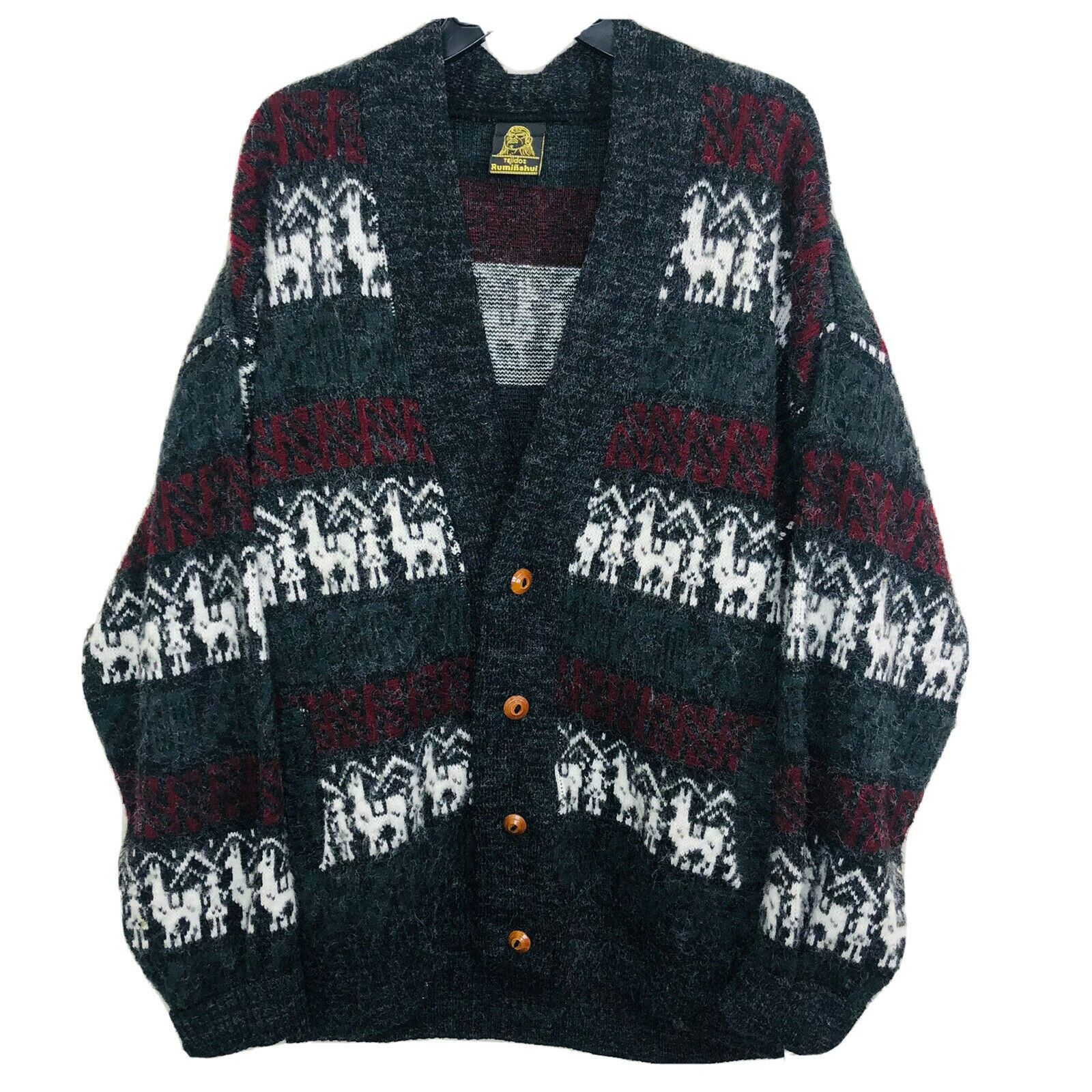 Vintage VTG Ruminahui Alpaca Llama Wool Cardigan Knit Sweater XL | Grailed
