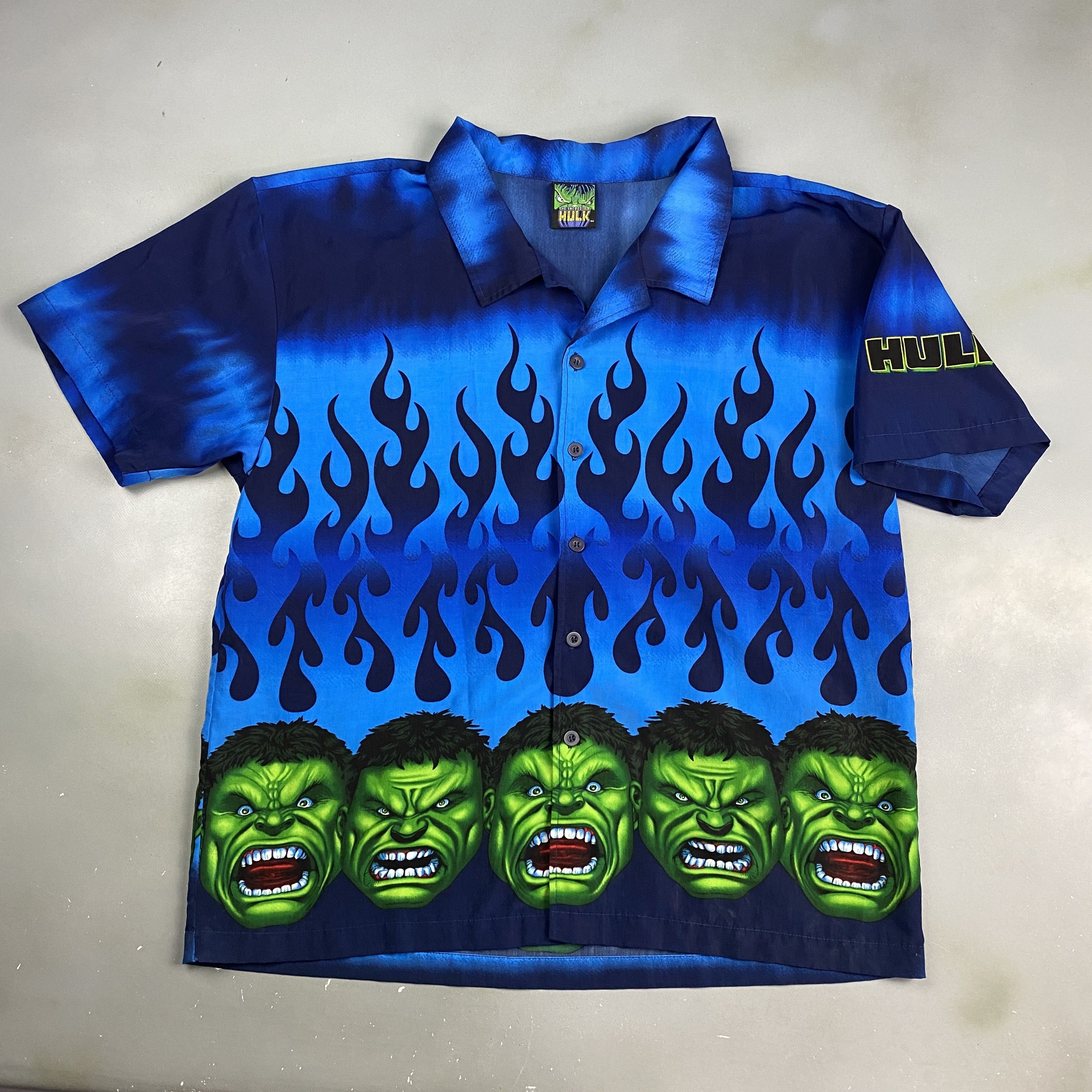 Vintage Vintage The Incredible Hulk All Over Print Button Up Shirt ...