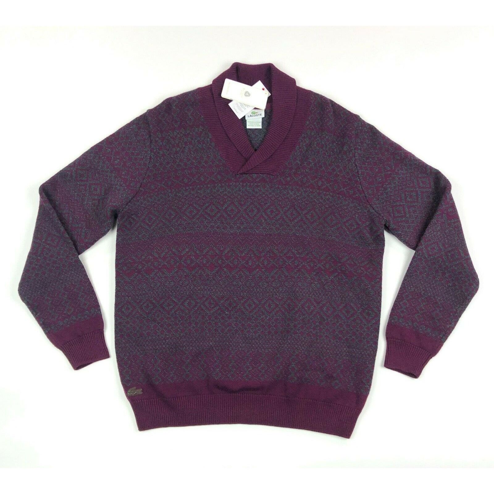 Lacoste Lacoste Woolmark Red Wool Blend Cowl Neck Pullover Sweater ...