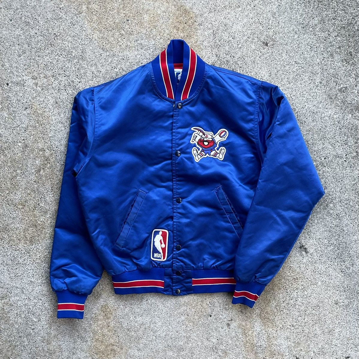 NBA × Starter × Vintage 80s RARE NBA Denver Nuggets Satin Bomber Light ...