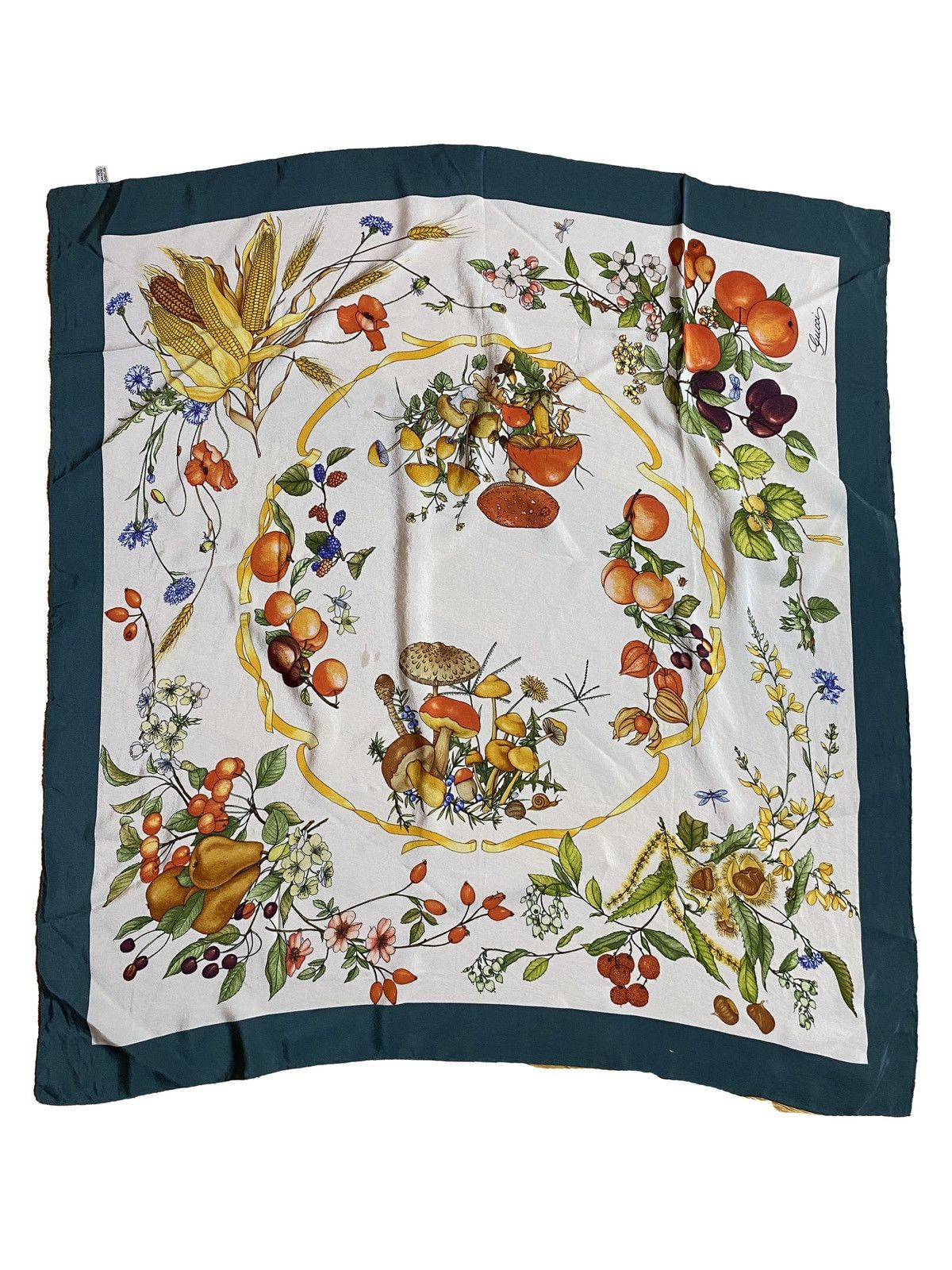 Gucci × Luxury × Vintage Gucci vintage fruits pattern iconic foulard ...