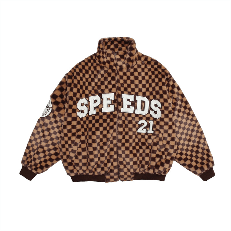 Vintage Speed Checkerboard Graphic Plush Cozy Jacket | Grailed