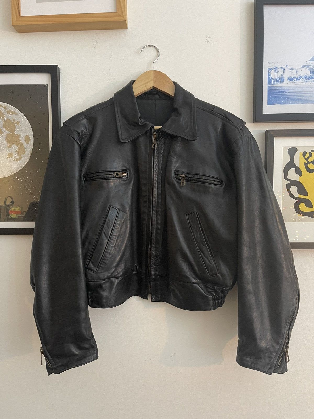 Leather Jacket × Vintage Structured Cropped Leather Jacket | Grailed