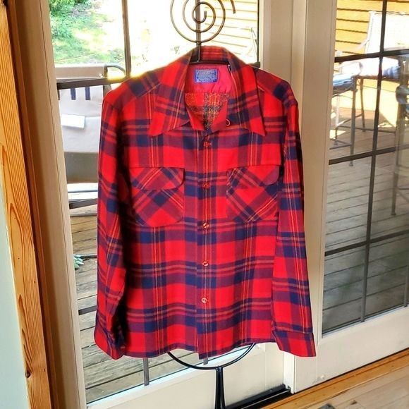 Pendleton Pendleton Sz. M Red 100% Virgin Wool Plaid Dress Shirt | Grailed