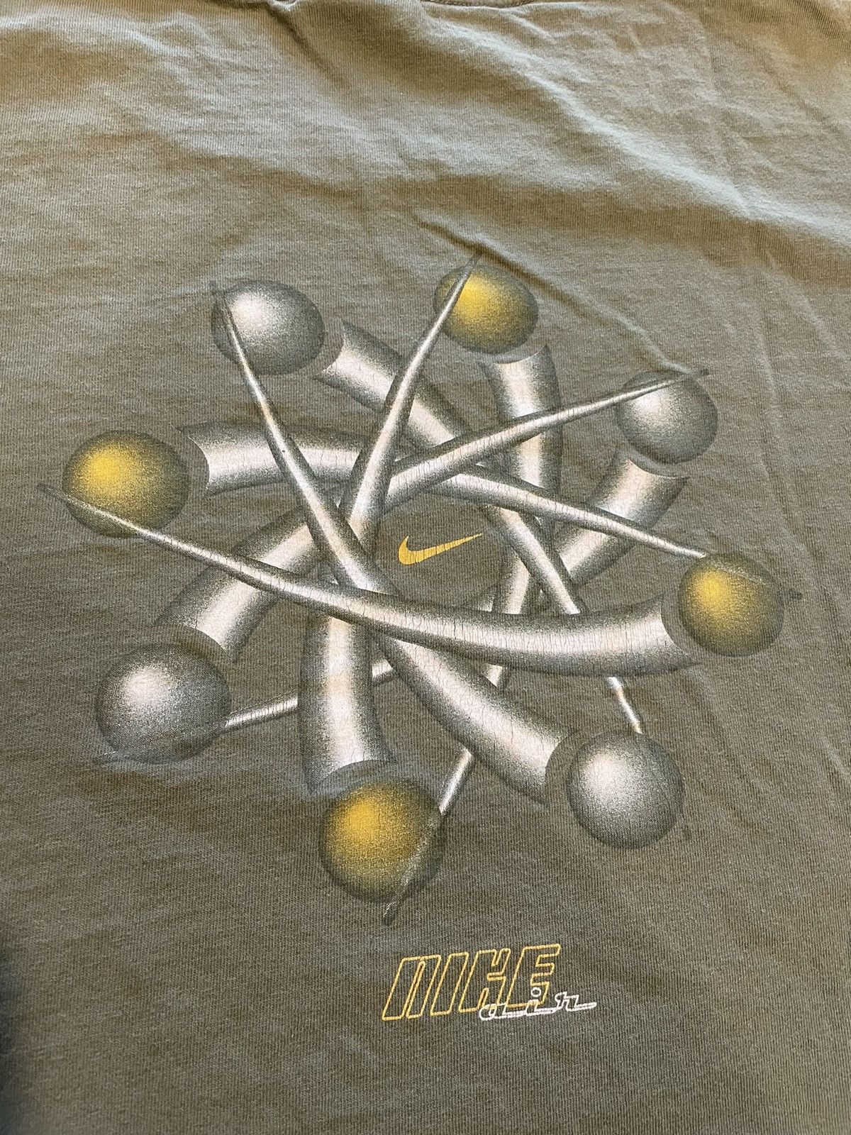 Nike × Vintage Rare Vintage Nike Air Atom Mini Swoosh Tshirt Olive ...