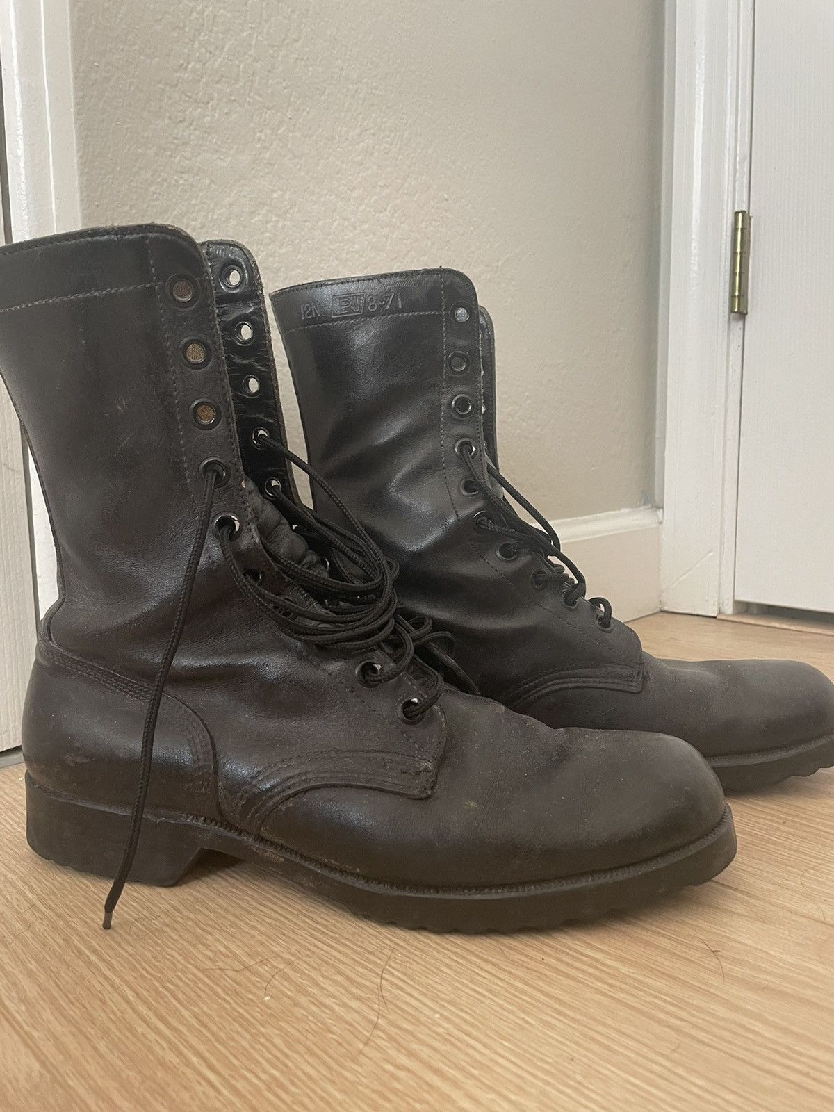 Vintage Vintage Combat Boots Black Wide Leather Military | Grailed