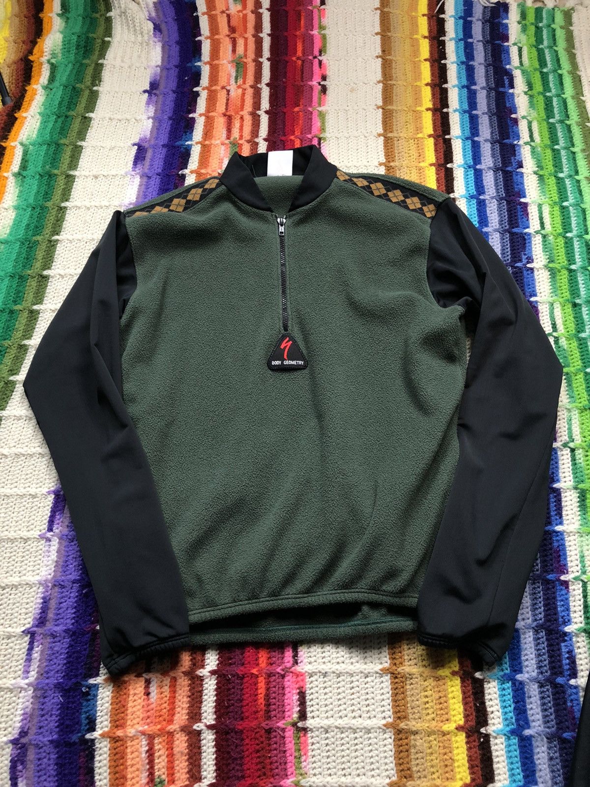 Vintage vintage body geometry green and black fleece jacket | Grailed