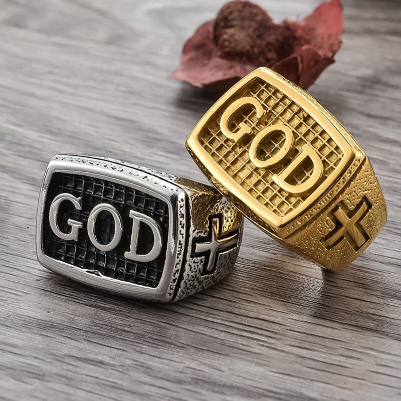Custom × Jewelry Heavy Metal God Rings Jesus Cross Ring Gold/ Ring ...