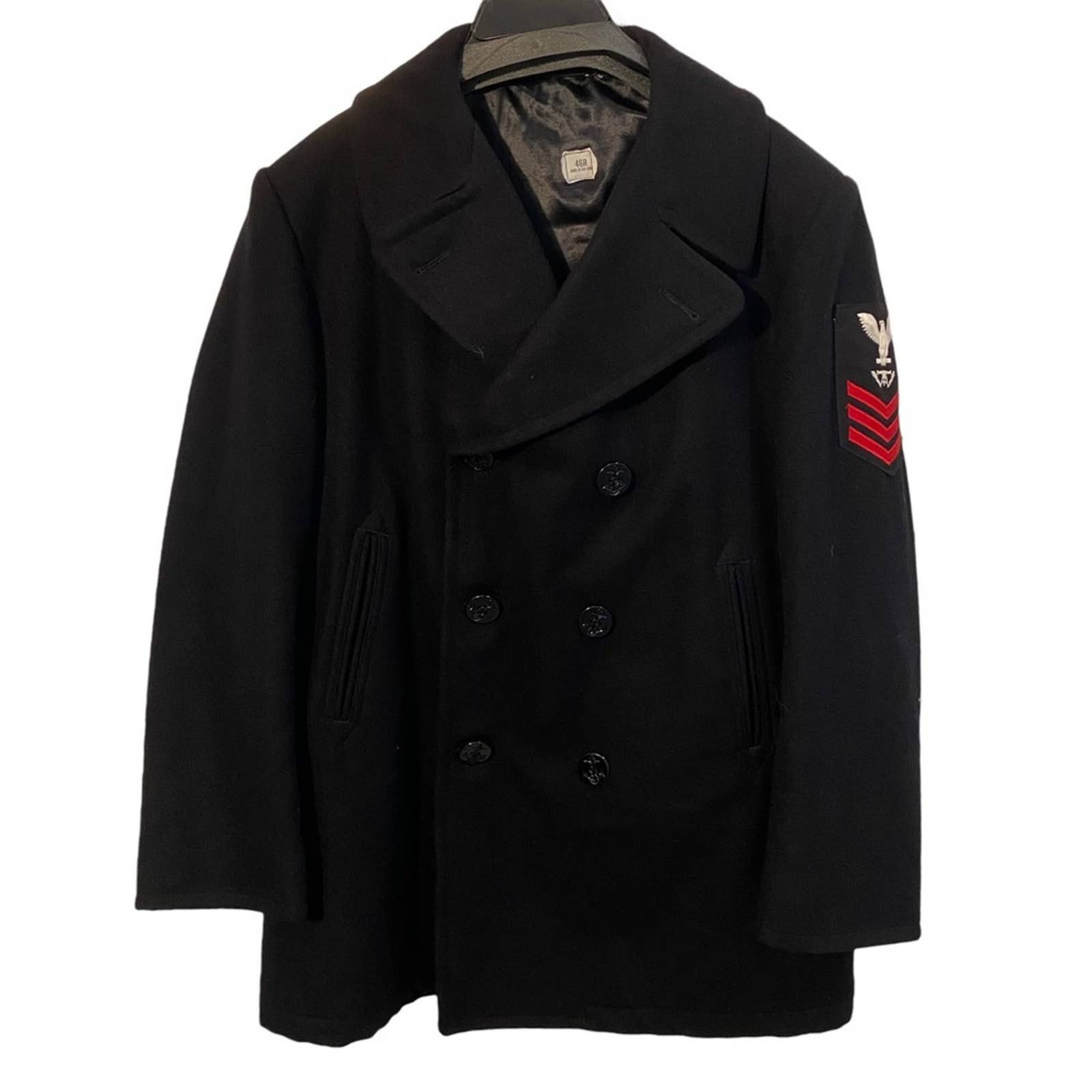 Grailed VINTAGE US Navy Wool Peacoat 46R fire controlman insignia | Grailed