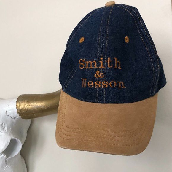 Streetwear × Vintage Smith & Wesson Denim and Suede Baseball Cap/Hat ...