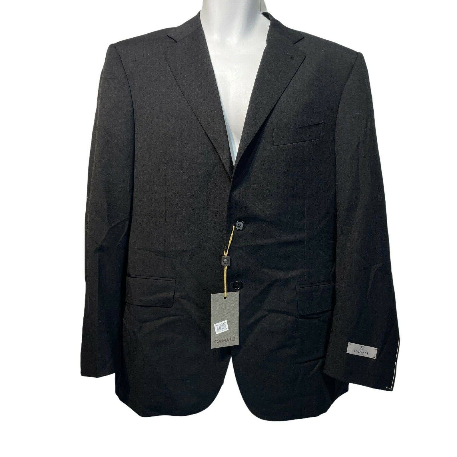 Canali CANALI 1934 Italy 13290/37 Black Wool Suit Jacket Size 52R | Grailed