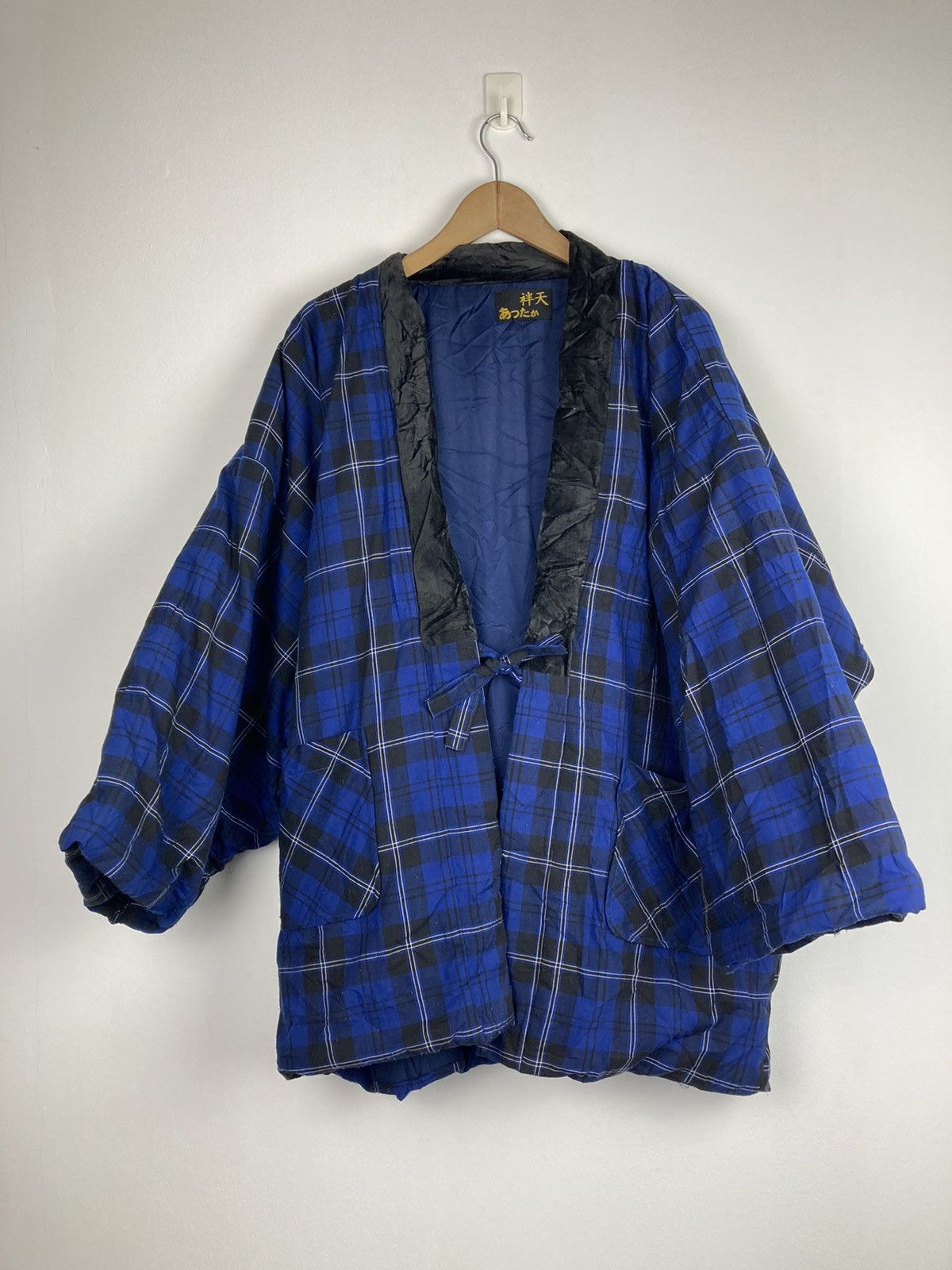 Japanese Brand × Kimono Japan Dragon Vintage Japanese Noragi Plaid ...