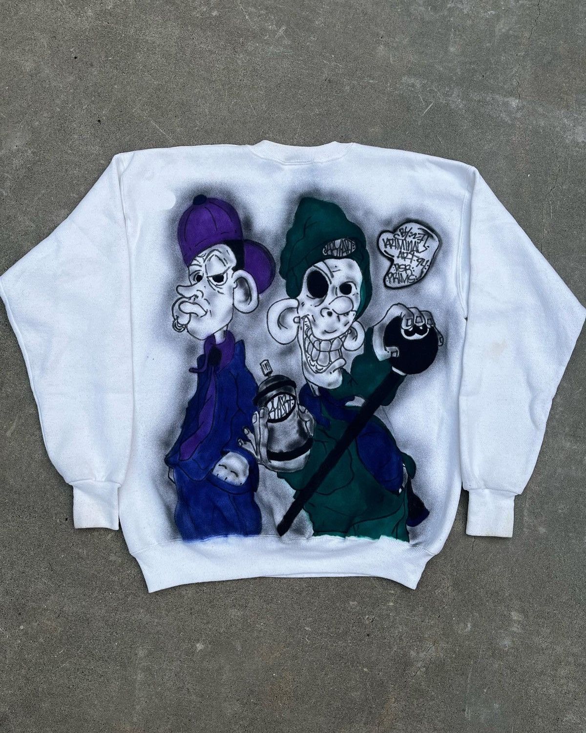 Vintage Vintage 94’ Kriminal Art graffiti cartoon hand painted | Grailed