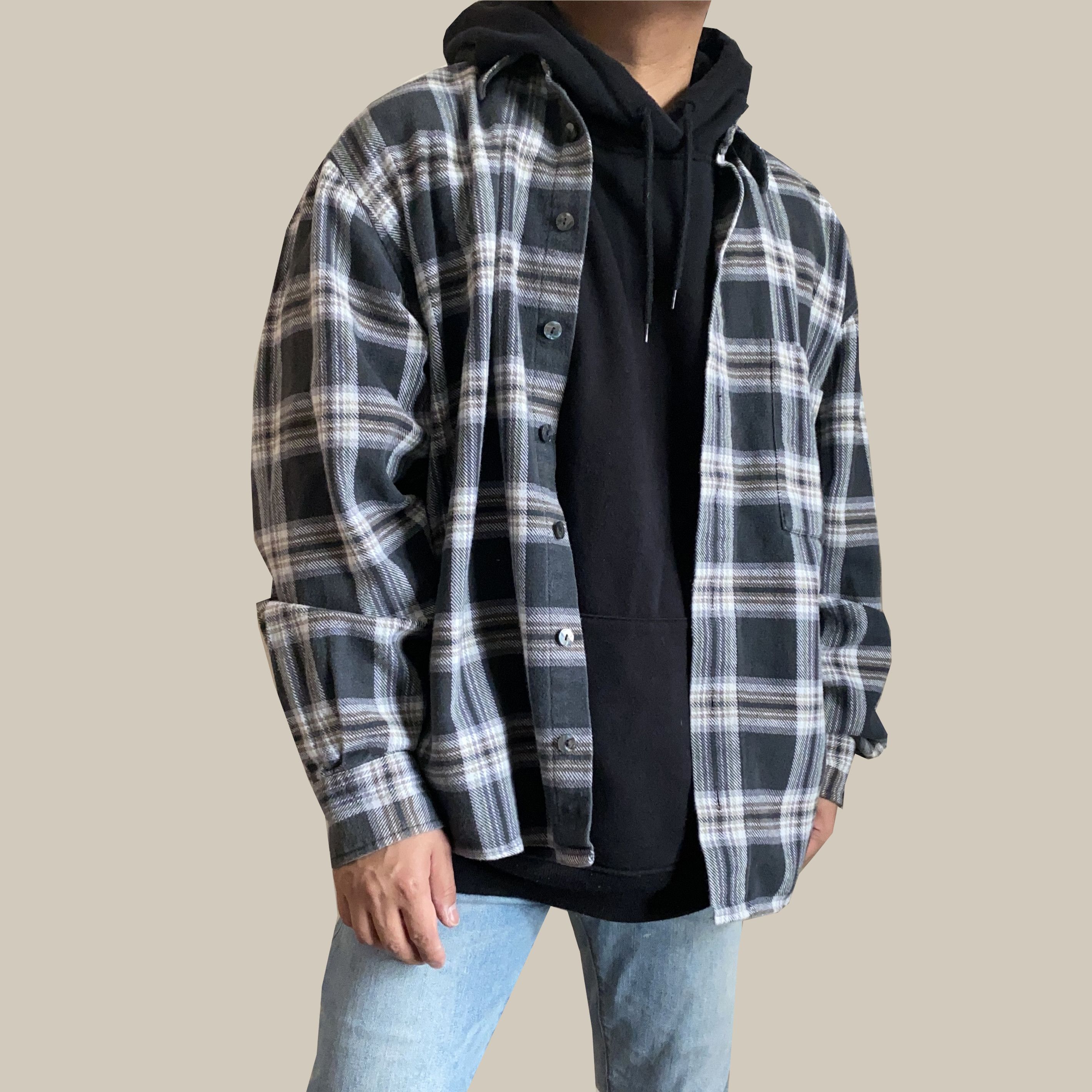 Vintage Vintage Conte Massimo Thick Flannel Button Up in Grey | Grailed