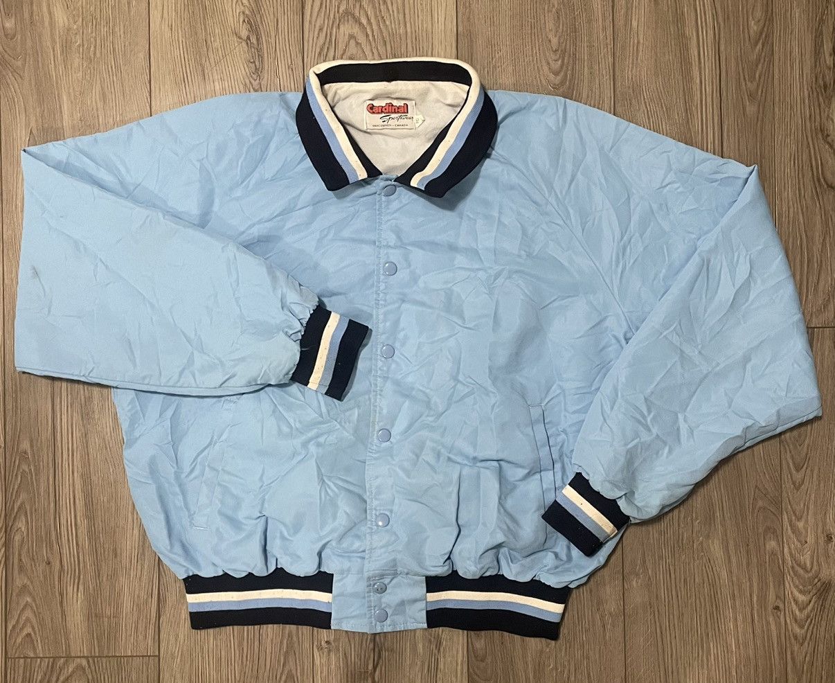 Vintage Vintage 1980s Powder Blue Satin Racer Bomber Jacket / Large ...