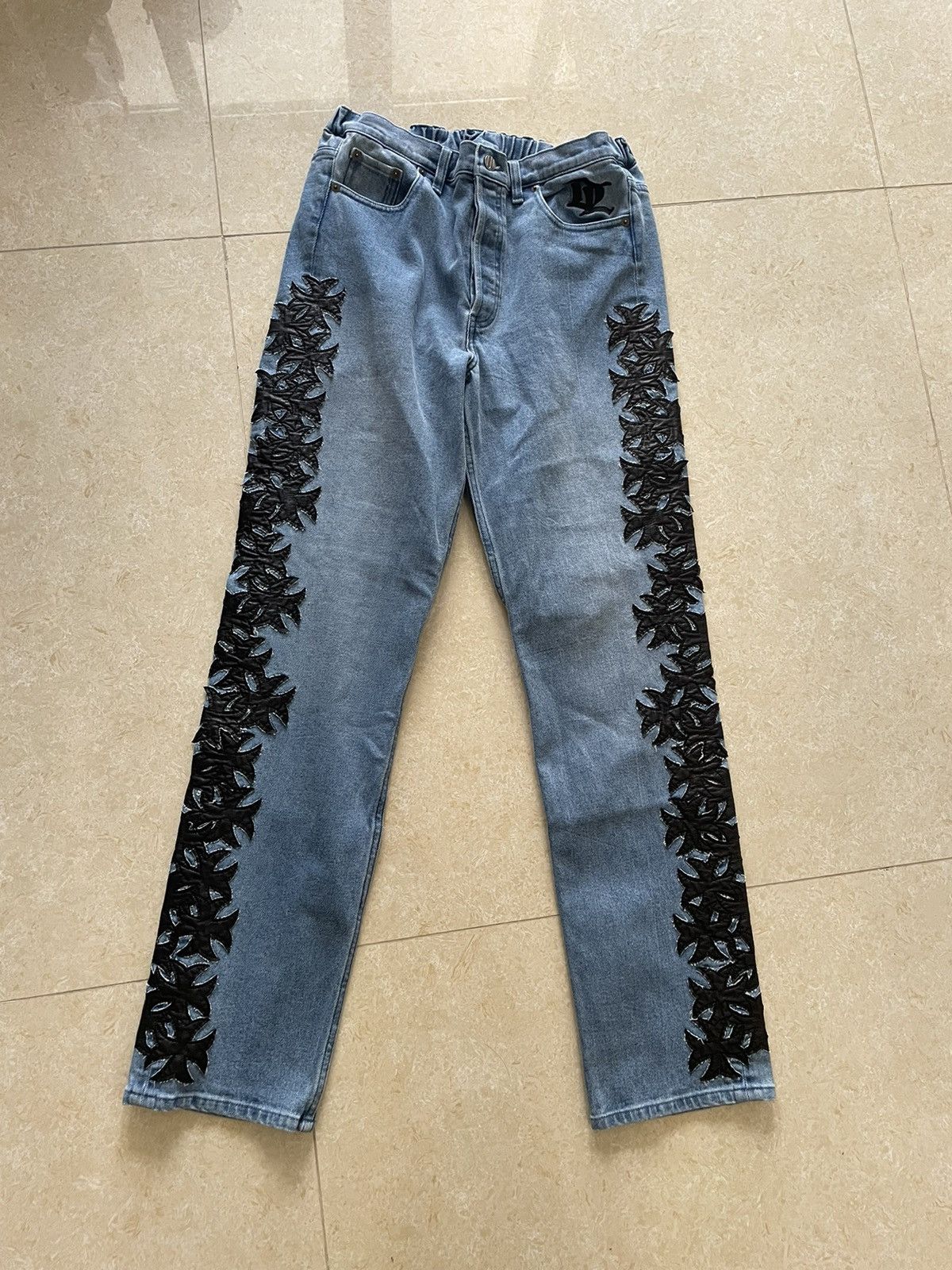 Japanese Brand Dualism tribal cross patch denim 30-32 | Grailed