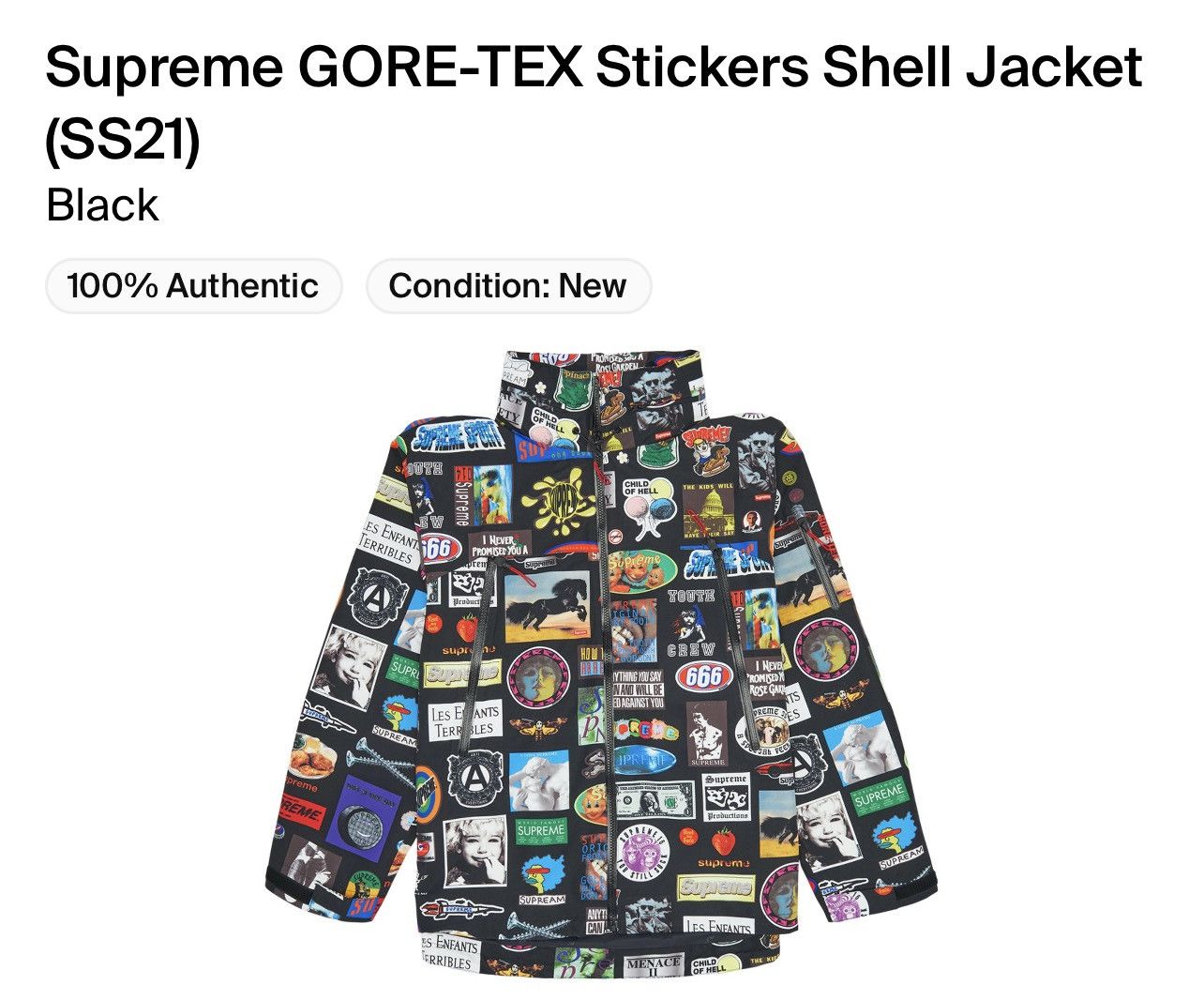 Supreme Supreme Goretex Shell jacket Stickers SS21 Black | Grailed