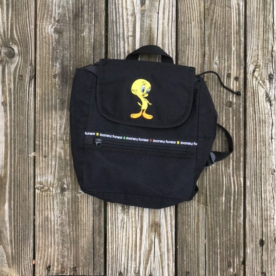 Vintage Vintage 90's Tweety Bird Looney Tunes Black Mini Backpack | Grailed