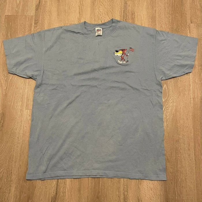 Anvil Chester Cheetah Cheetos Flags Embroidered Shirt XL Blue | Grailed