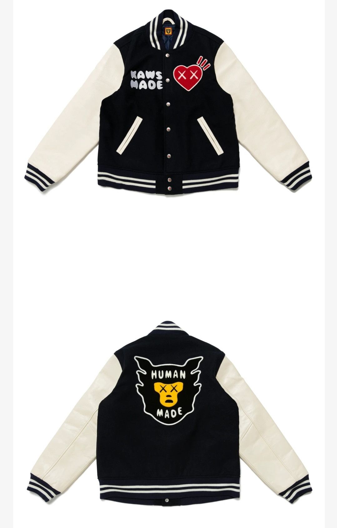 Human Made × Kaws KAWS VARSITY JACKET | Grailed