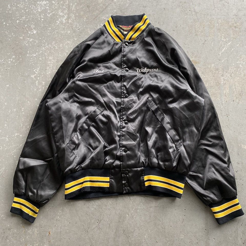 Vintage 80s “Fred” Walgreens Satin Bomber Jacket - Size Large | Grailed