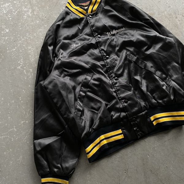 Vintage 80s “Fred” Walgreens Satin Bomber Jacket - Size Large | Grailed