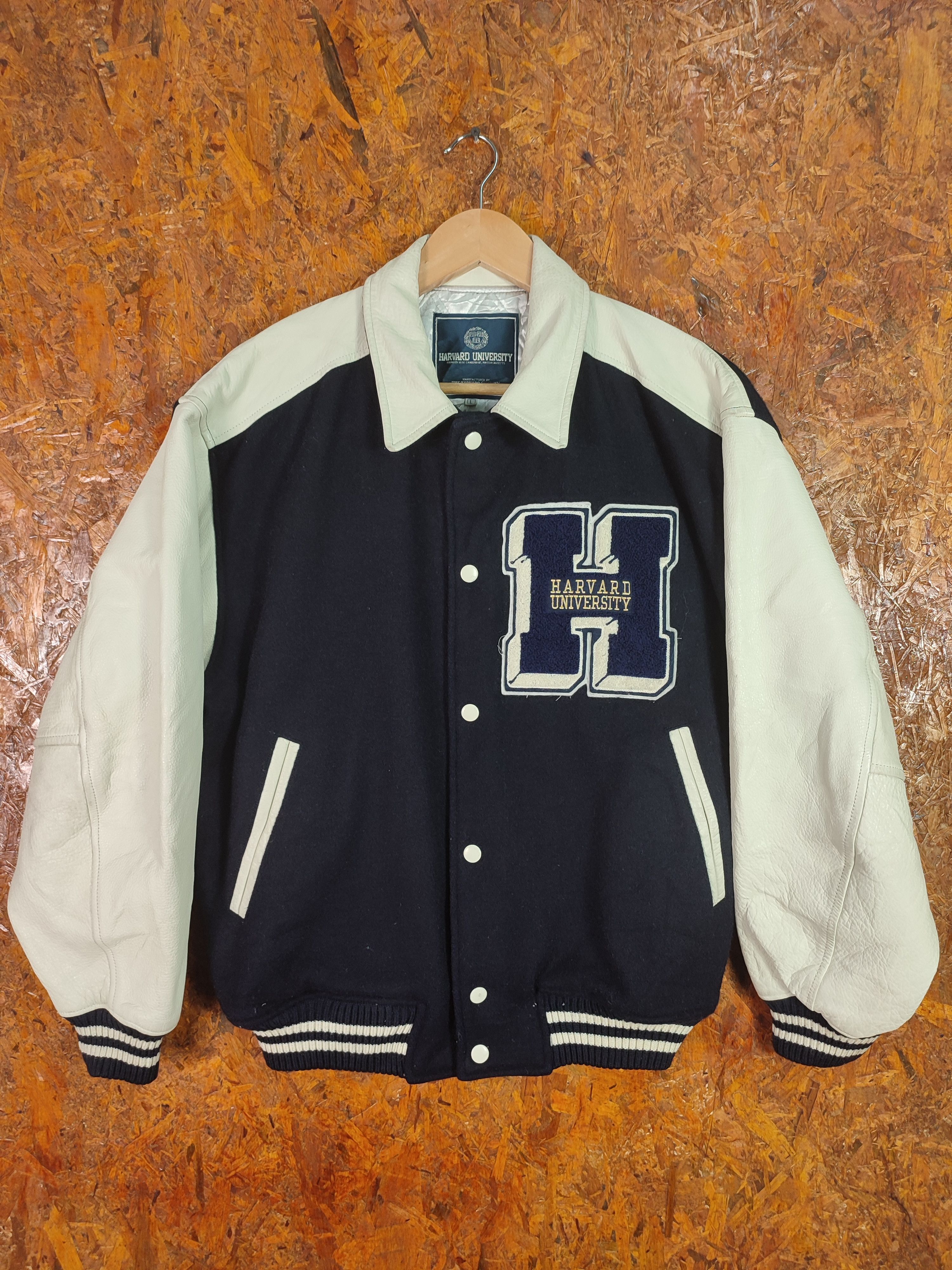 Varsity Havard University Varsity Jacket Leather Sleeve | Grailed