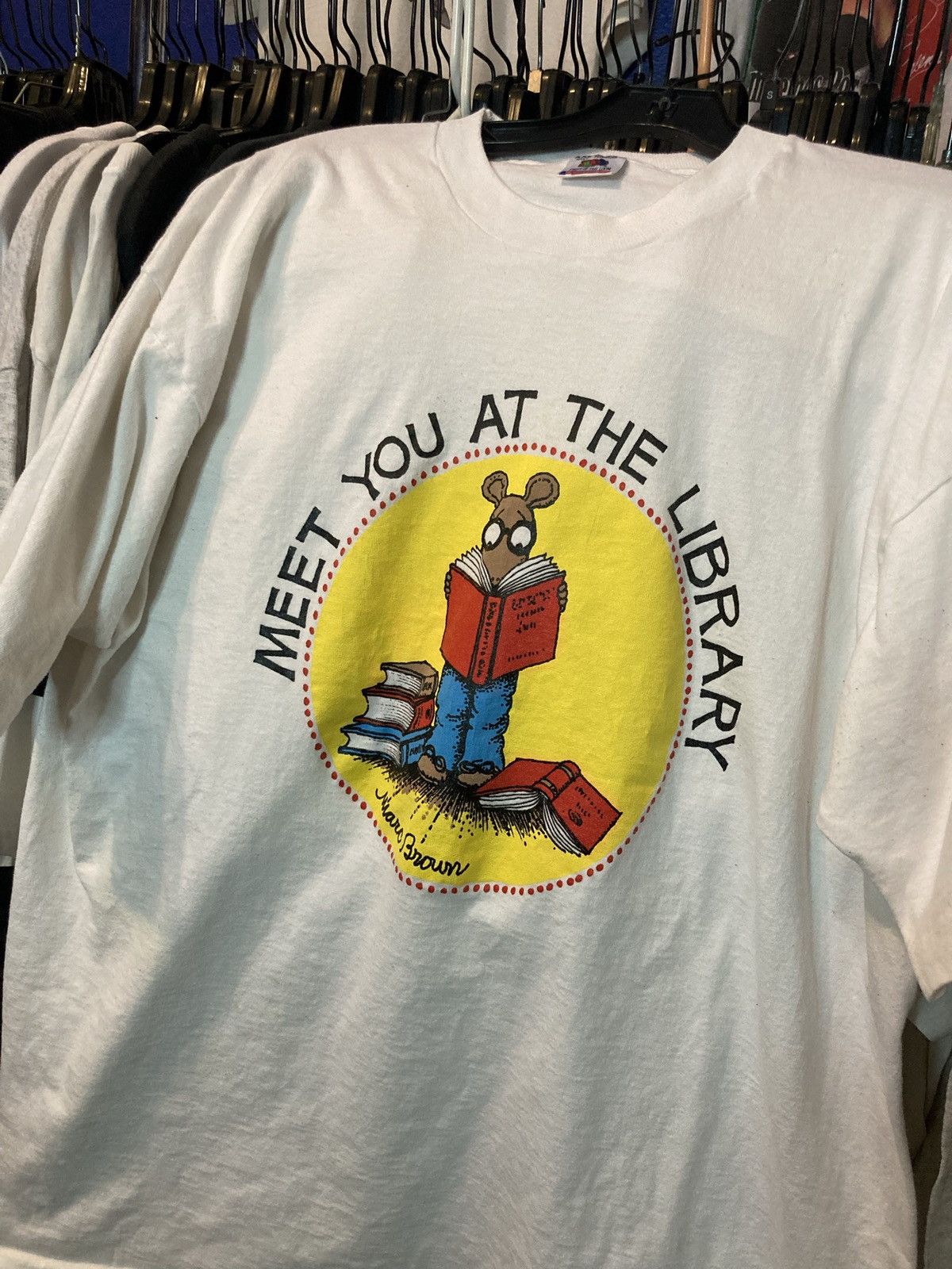 Vintage Rare 90s Arthur Cartoon ‘Meet You At The Library’ Tee | Grailed