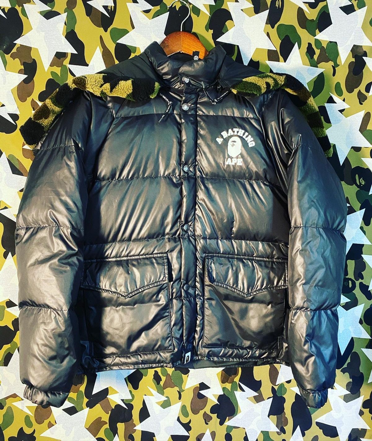 Bape 2015 Nylon hooded puffer jacket | Grailed