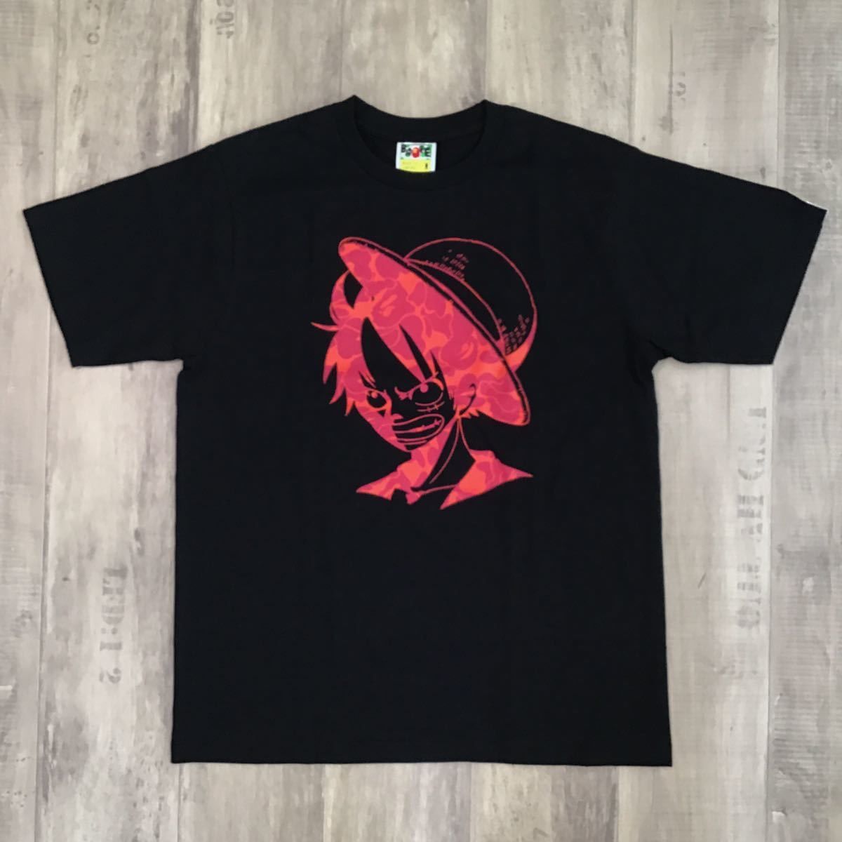 Bape BAPE× onepiece BAPE camo Luffy T-shirt Black | Grailed