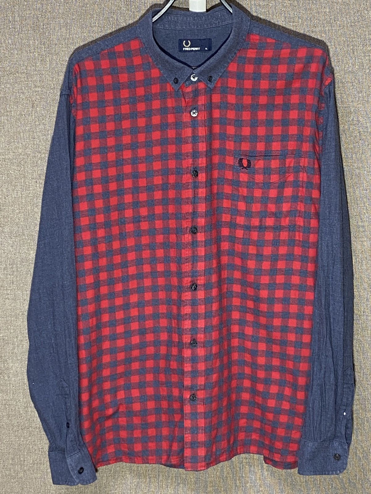 Fred Perry Fred Perry “Red Cubes” Washed Checkered Button-Up Shirt ...