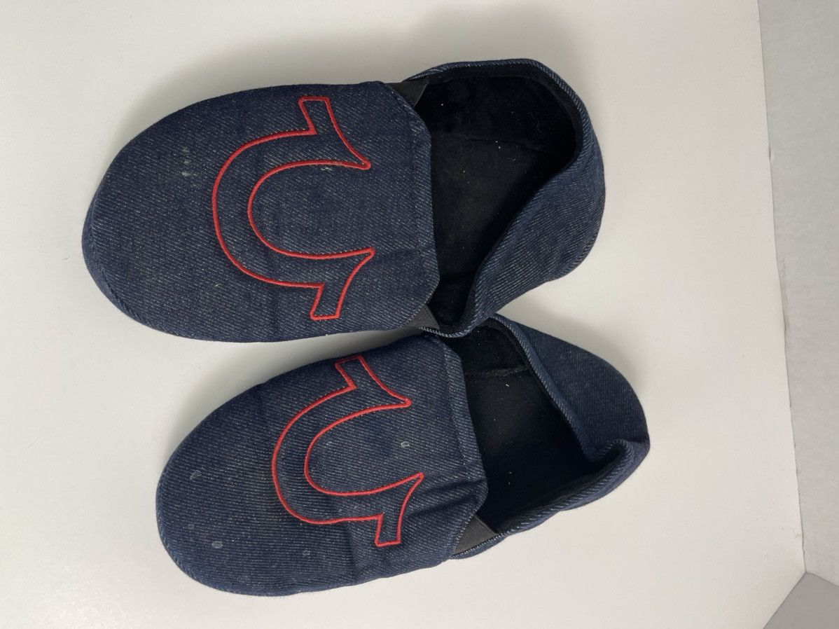 True Religion True Religion Slippers Shoes Denim With Red Outlined Logo ...