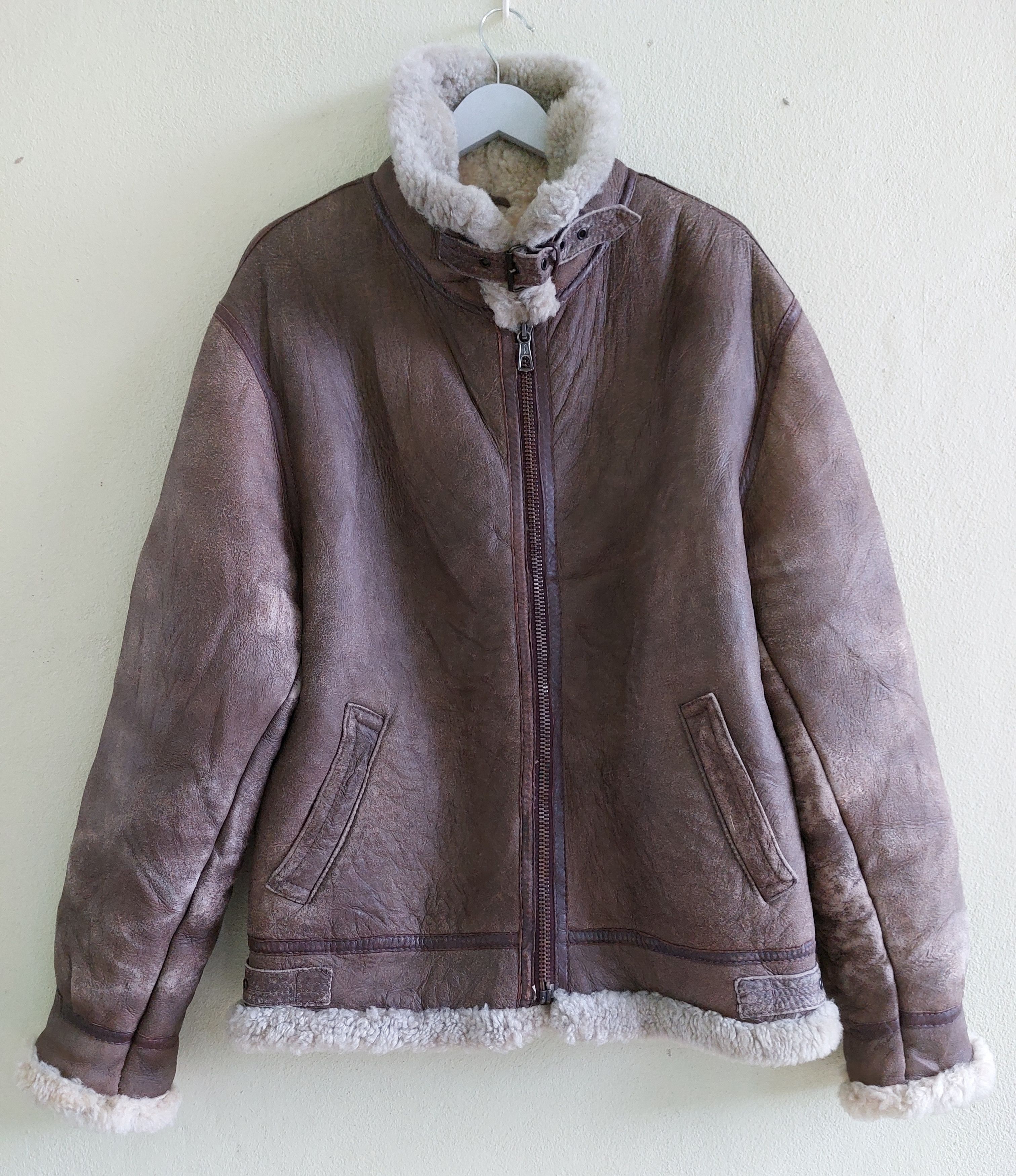 Genuine Leather × Vintage Vtg VIRGIN VOYAGE sherpa leather jacket B-3 ...