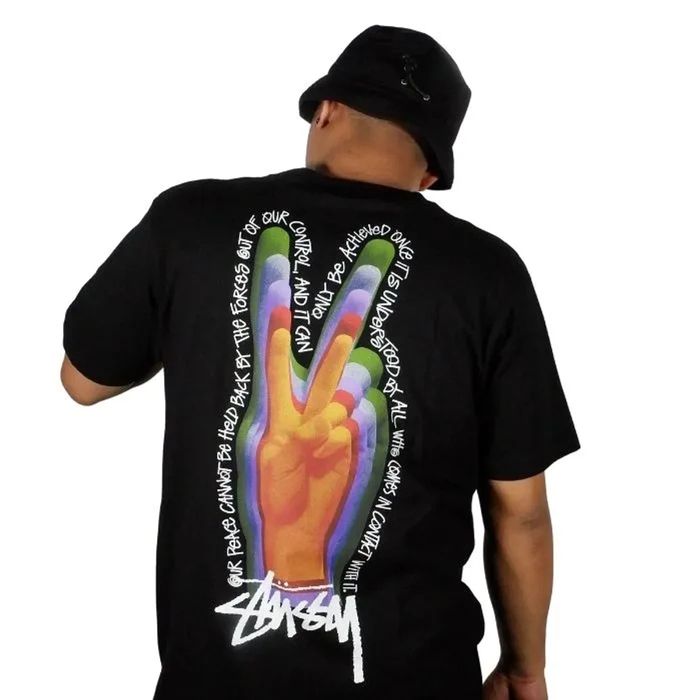 Stussy STUSSY PEACE SIGN TEE BLACK - M | Grailed