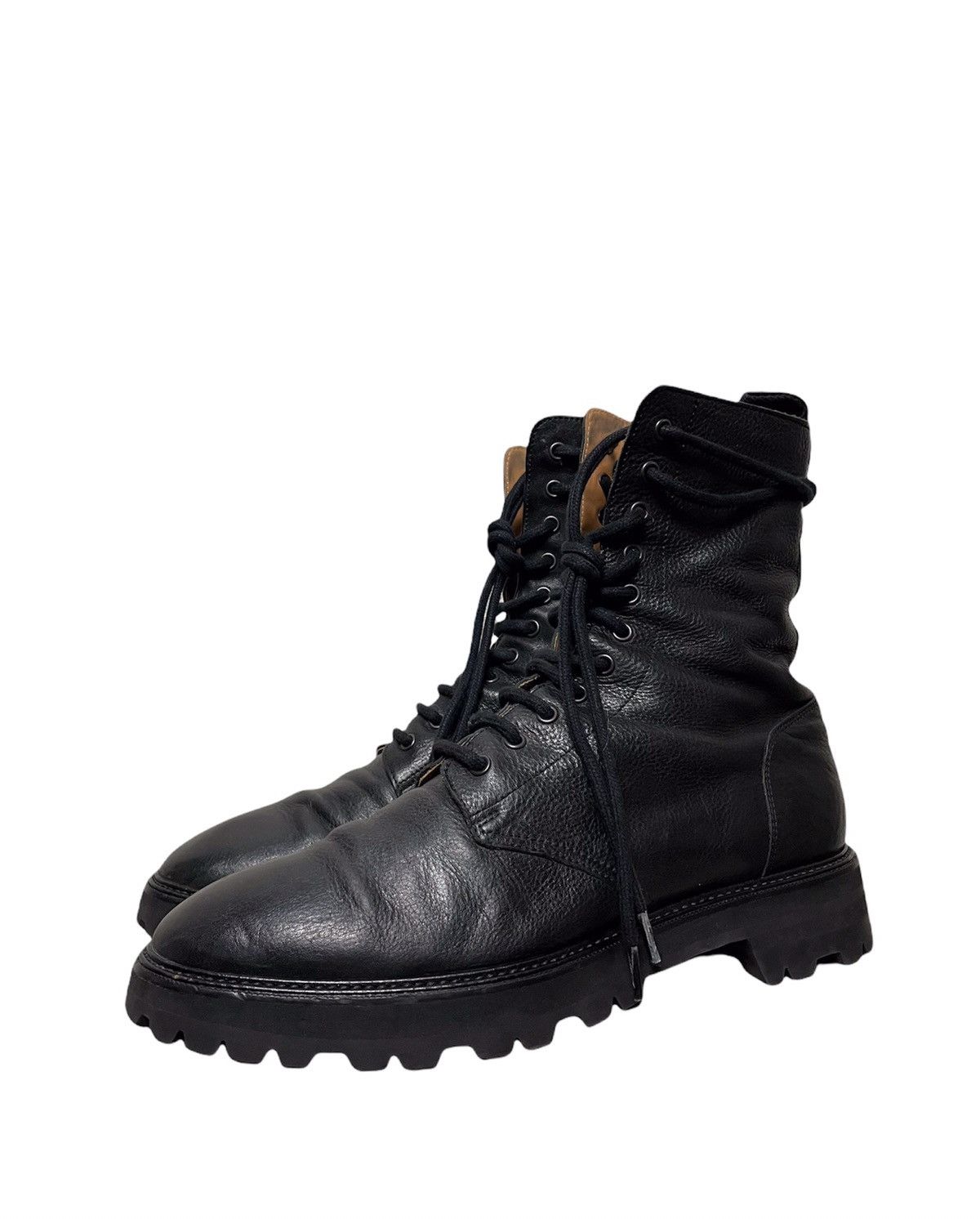 Maison Margiela Maison Margiela Chunky Pebble Leather Combat Boots ...