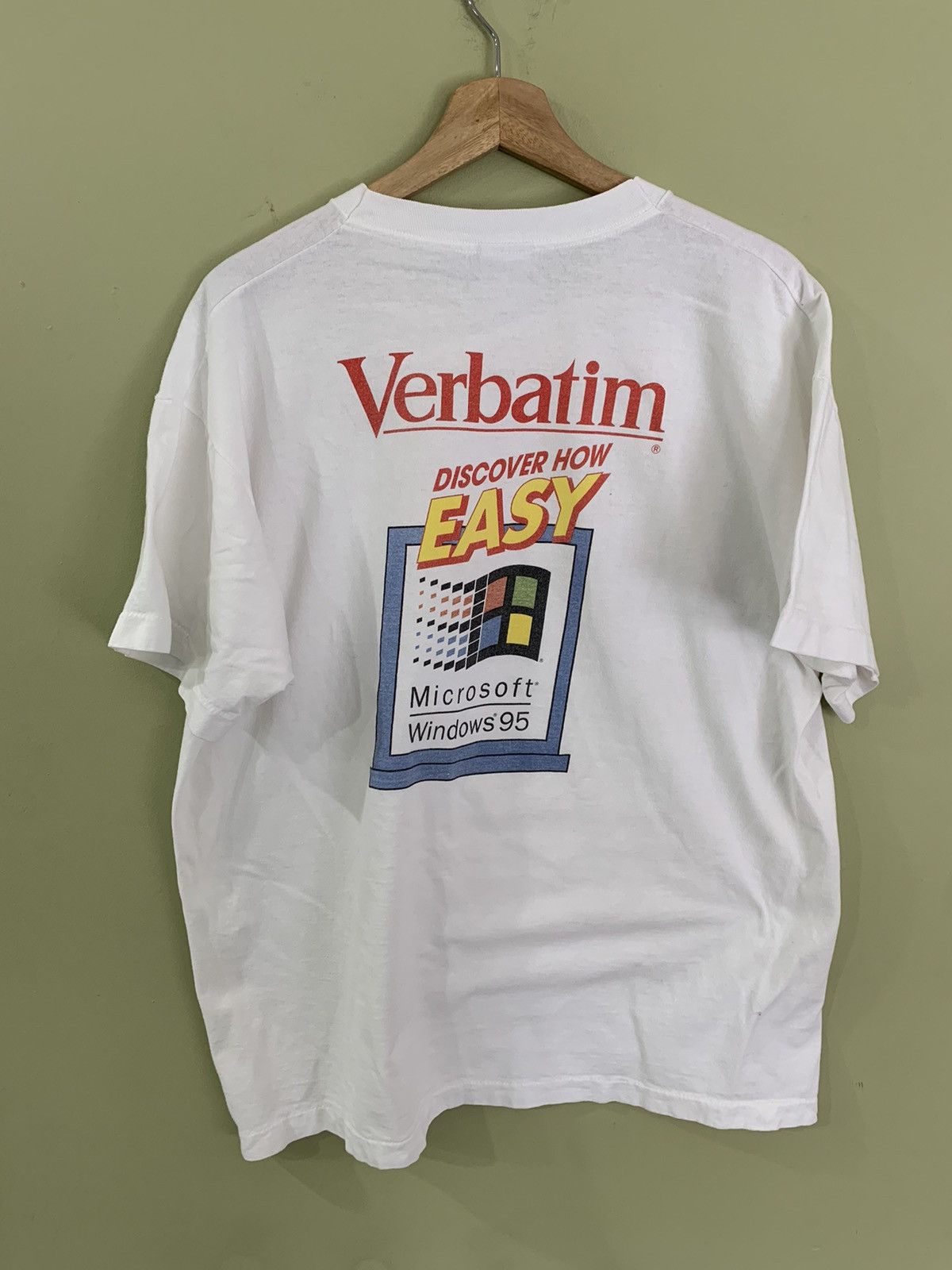 Vintage RARE 90's Microsoft Windows 95 Computer Tee Shirt Verbatim ...