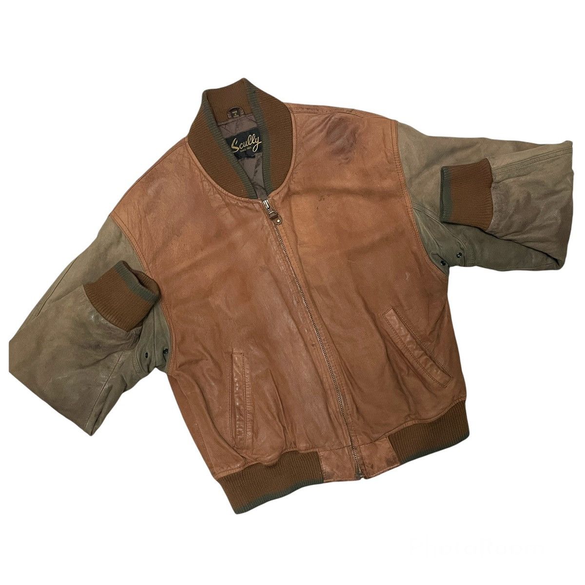 Scully Leather Scully Faded Leather Bomber Jacket | Grailed