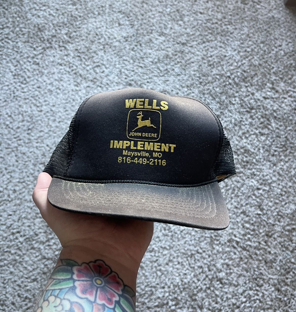 Vintage Vintage John Deere Wells Implement Trucker Mesh Hat Black | Grailed